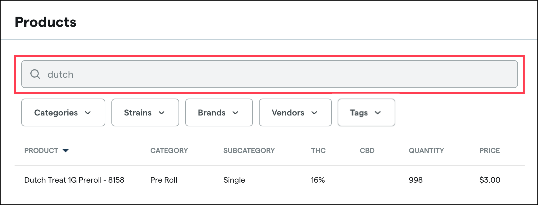 Search and view product details in the Dutchie POS Register – Dutchie Help Center