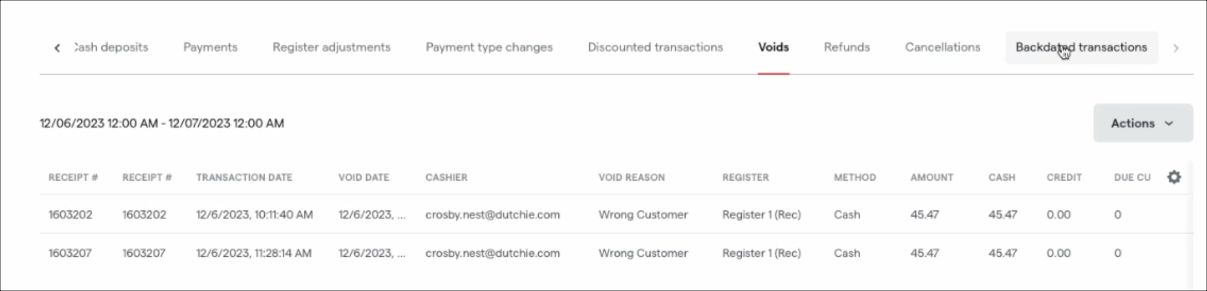 Backdate a transaction in the Dutchie POS Register – Dutchie Help Center