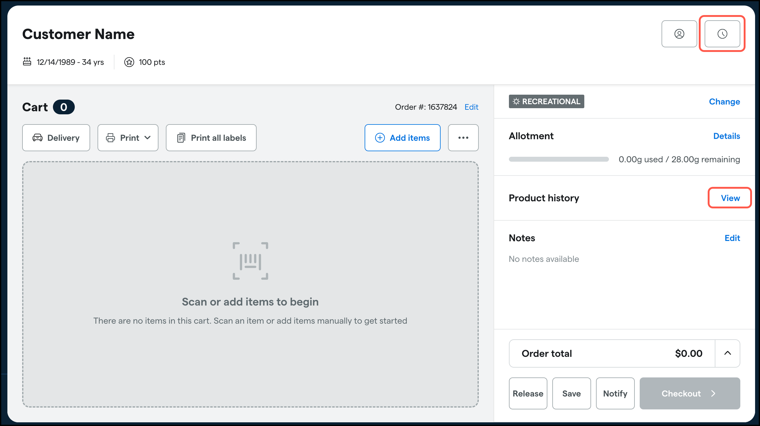 View customer transaction and product history at the Dutchie POS ...