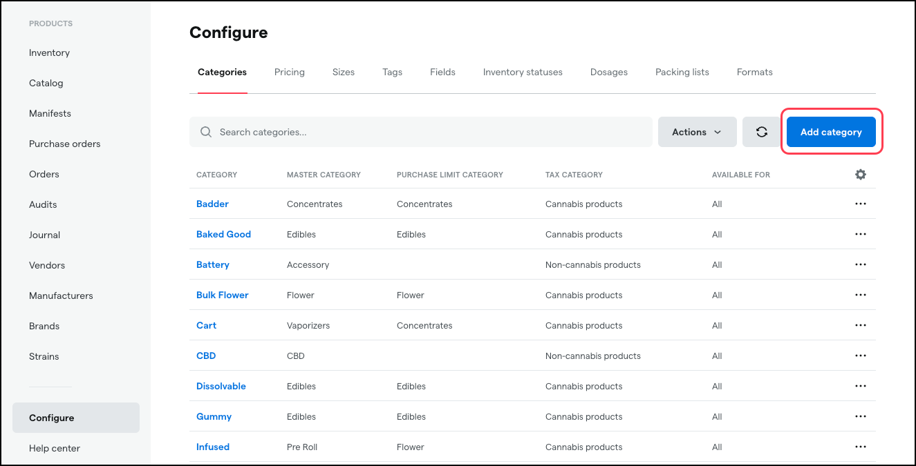 Manage product categories in Dutchie POS – Dutchie Help Center