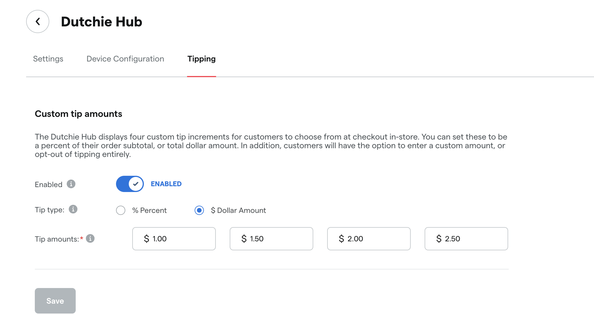 Dutchie Hub Custom Tipping – Dutchie Help Center