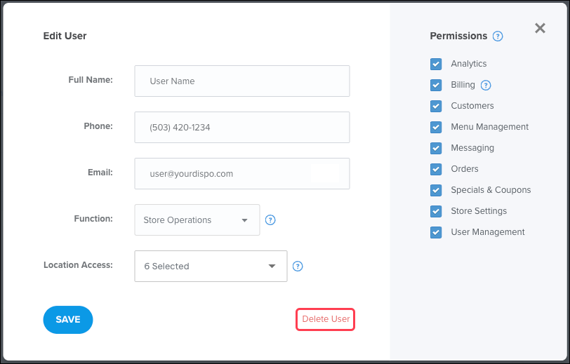 User Management: Add, edit, delete, and grant user permissions for ...
